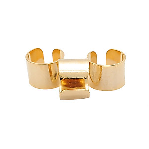 Spinningdaisy Adjustable Brushed Metal Tube Knuckle Ring Set of 3 (Gold Plated)