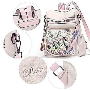 CLUCI Backpack Purse for Women Fashion Leather Designer Travel Large Ladies convertible Shoulder Bags with Tassel White print