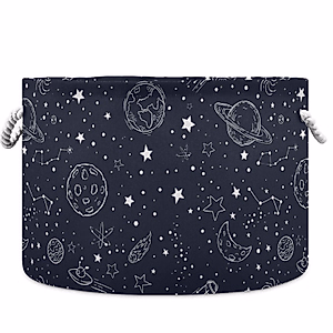 visesunny Night Sky Star Moon Space Planet Laundry Baskets Fabric Storage Bin Storage Box Collapsible Storage Basket Toy Clothes Shelves Basket for Bathroom,Bedroom,Nursery,Closet,Office