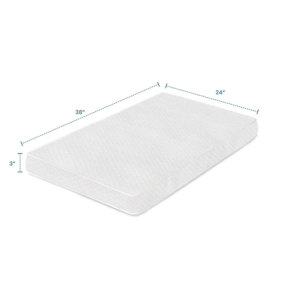 LA Baby 3" Waterproof Mini/Portable Crib Mattress Pad with 100% Organic Cotton Layer, for Non-Full Size Cribs Only - Made in USA