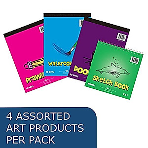 Roaring Spring Kid's Art Variety Pack, One Each - Doodle Pad, Drawing Pad, Sketch Book & Watercolor Pad, 4 Art Pads