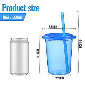 Sawysine 12 Pieces Kids Cups with Straws and Lids, Tumbler Cups Bulk Plastic Cups for Toddlers Reusable Spill Proof Christmas Cups for Kids with Colored Alphabet Stickers