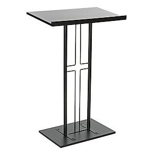 Displays2go LCTPCRSBLK Cross Podium, Floor Standing Pulpit, Slanted Top, Steel with Wood Base, Black