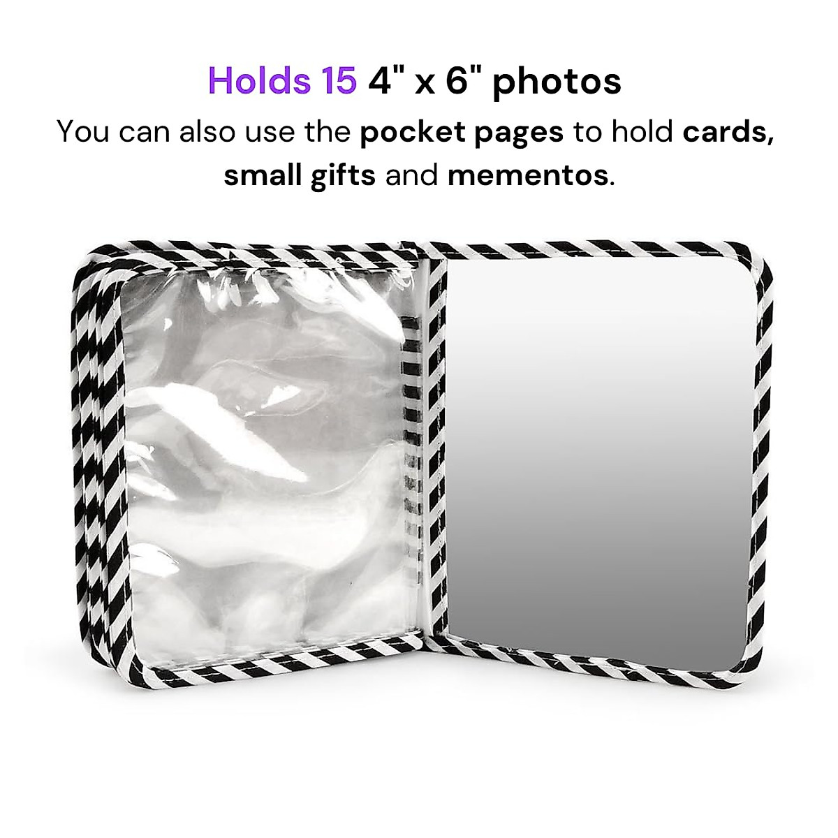 My First Photo Album for Baby with Adorable Giraffe Family, Soft Fabric Cover, Holds 15 Photos, Wipeable Pages, Baby Safe Mirror by Genius Baby Toys