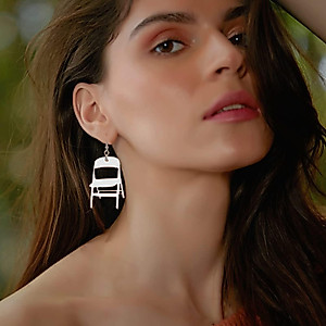 Folding Chair Earrings， Funny Fight Acrylic Chair Drop Dangle Earrings for Women Christmas Halloween Party Boho Jewelry Gifts（White）