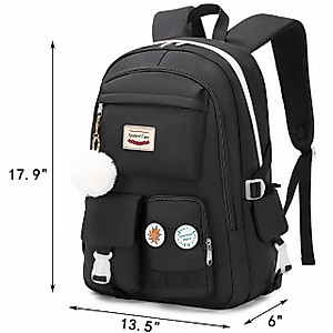 Spotted Tiger Girls Backpack Aesthetic Backpack for Teen Girls Cute School Bag Bookbag Anime School Backpack for Girls (Black)