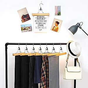 SONGMICS 12 Pack Wooden Pants Hangers, Premium Solid Wood with Non-Slip Felt, Hold Pants Tightly, Smooth Finish Wood Skirt Hangers, with 360° Swivel Hook, Natural UCRW007-12