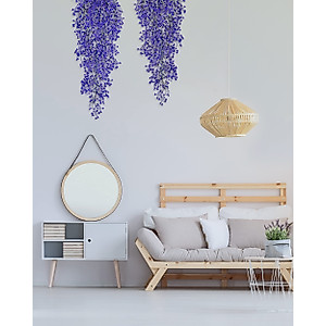 Omldggr 2 Pieces Artificial Hanging Vine Purple Fake Ivy Flower Hanging Willow Vine for Home Garden Office Wedding Decor (82cm)