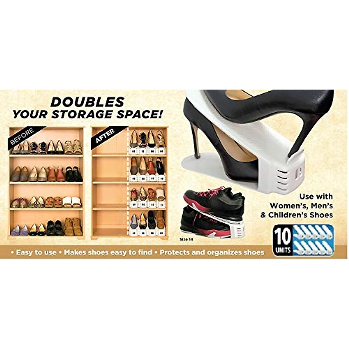 Shoe Slotz Space-Saving Storage Units in Ivory | As Seen on TV | No Assembly Required | Limited Edition Price Club Value Pack, 10 Piece Set