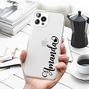 Case Charming Name with Heart Clear Phone Case for iPhone 15 Pro Max 14 Plus 13 mini 12 11 Xs Xr X 10s 10r 10 8 7 Se Custom Personalize Monogram