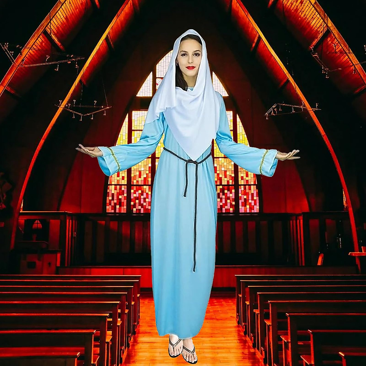 AilRabbit Virgin Mary Costume - biblical costumes for women,Halloween Christmas masquerade dance role-playing costume (S)