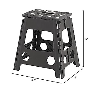 Superio Superio Folding Step Stool 15 Inch with Anti Slip Dots (Grey)