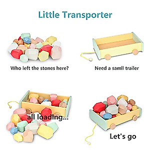 Cewkoo Wooden Stacking Blocks, 26 PCS Balancing Wood Building Blocks Set, Sorting and Stacking Games for Preschool Learning Educational Puzzle, Montessori Toys for Kids Toddlers 1Year Old+