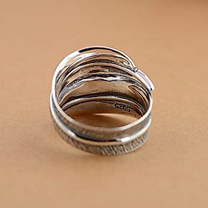 Butterfly Spoon Ring, Feather Ring Women Sterling Silver 925 Sterling Silver Ring for Men Women Leaf & Butterfly Adjustable Rings