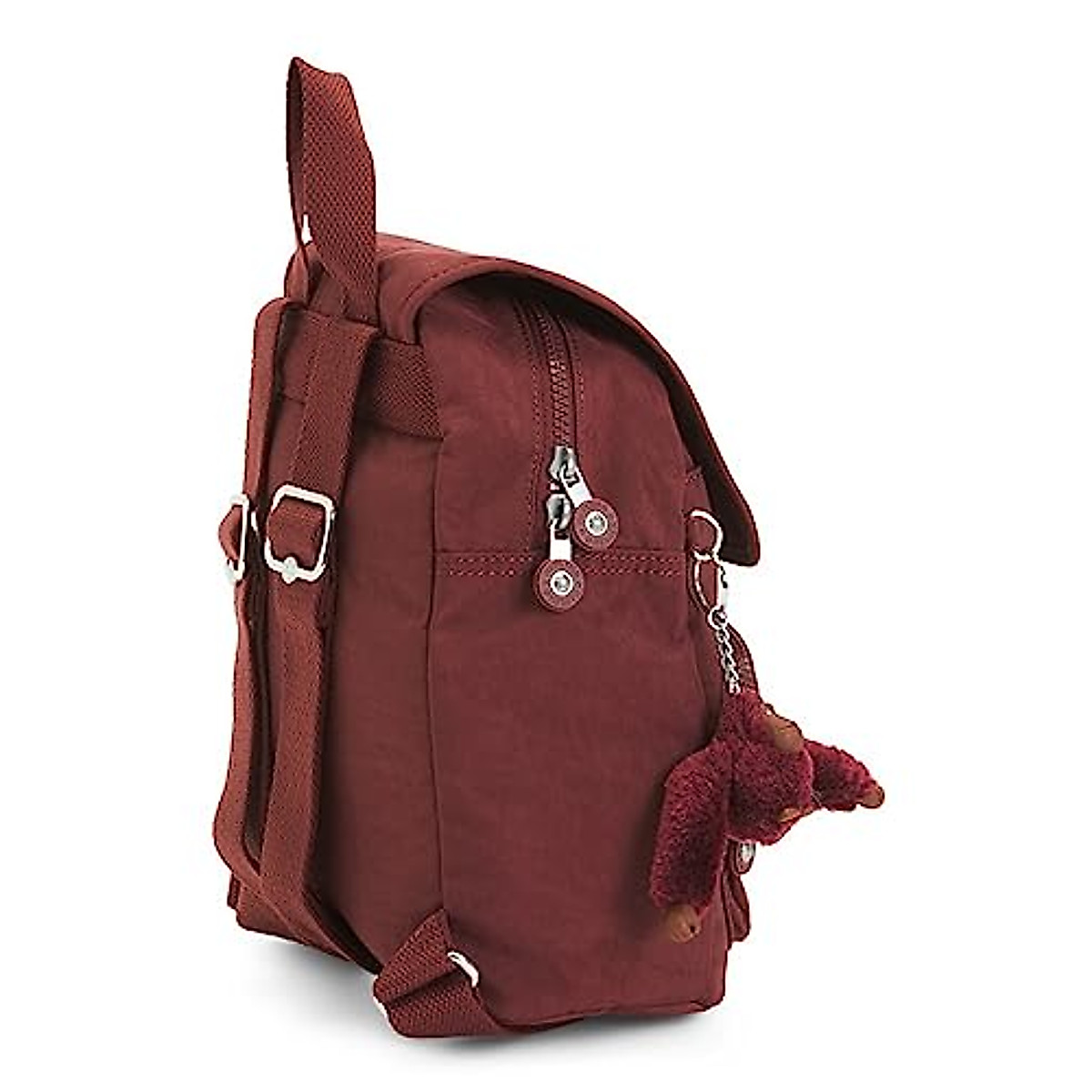 Kipling Women's Marigold Small Backpack, Adjustable, Removable Crossbody Strap, Nylon Travel Organizer, Intense Maroon B, 9''L x 11.75''H x 5''D