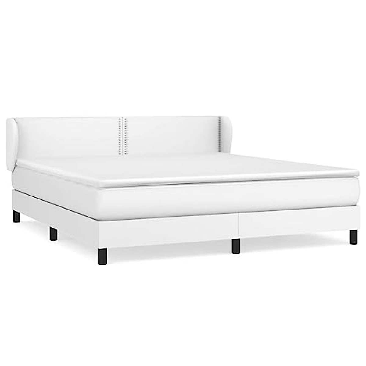 vidaXL Bed Frame, Double Platform Bed with Mattress, Bed Frame Mattress Foundation with Headboard for Bedroom, White California King Faux Leather