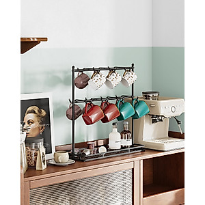OROPY Coffee Mug Holder for Countertop, 14-Hook Mug Tree Rack for 14 Cups, 2 Tier Mug Display Stand with Heavy Duty Metal Base