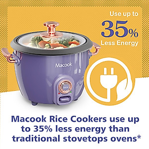 Macook Rice Cooker Small with Food Steamer, Rice Cooker 4 Cups Uncooked (8 Cups Cooked), 2.0L Portable Non-Stick Small Travel Rice Cooker, Two Cooking Mode Setting, Slow Cook Mode