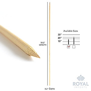 Royal Imports 18" Natural Bamboo Wood Plant Stake, Floral Picks, Roasting Sticks, Wooden Kebob Grilling Skewers, Sign Posting (100 Pcs)