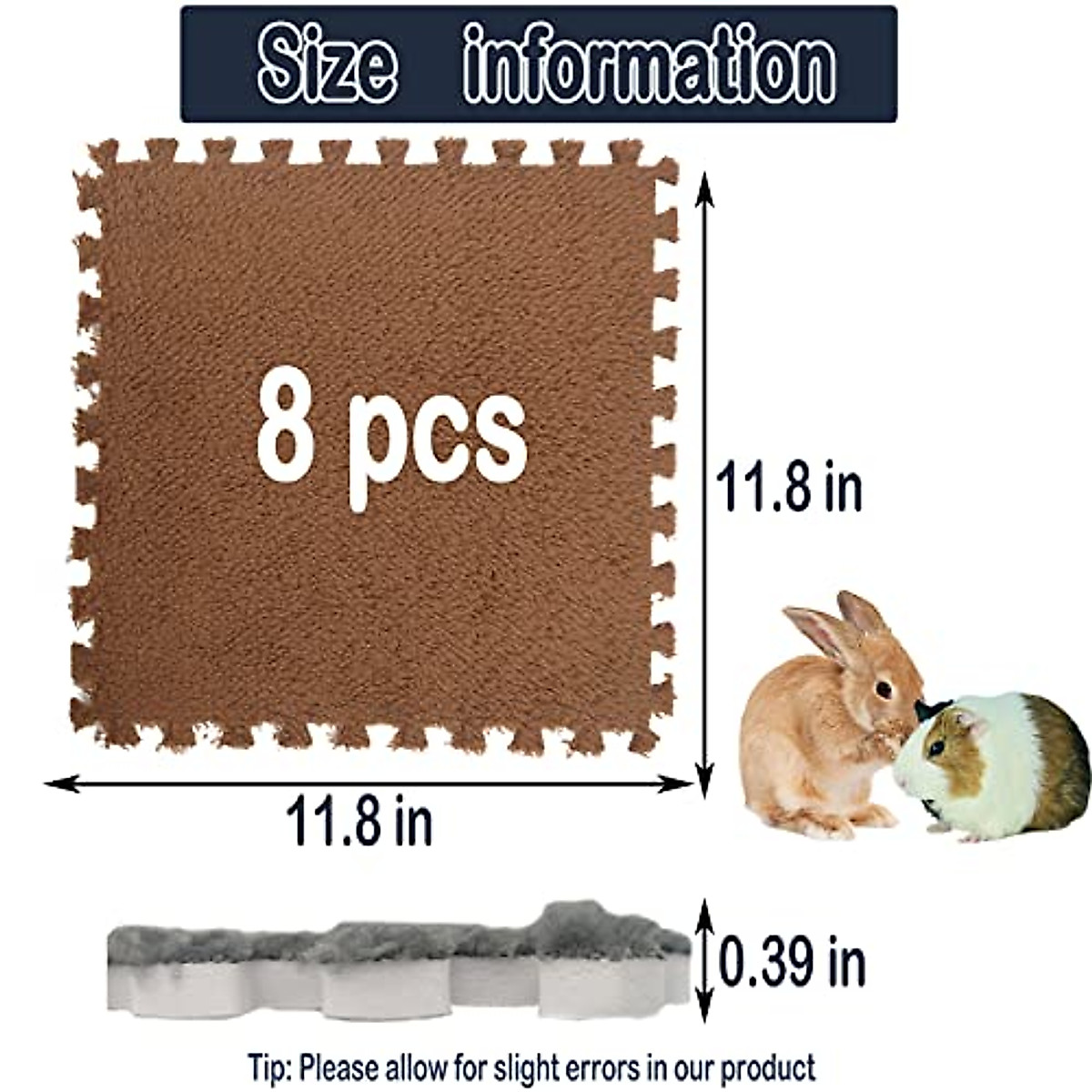 Hamiledyi 8 Pcs Guinea Pig Mats Small Animals Fleece Bedding Rabbit Warm Bed Bunny Cage Free Cutting Training Pads for Chinchilla Hamster Rat Ferret or Other Small and Medium Sized Pets