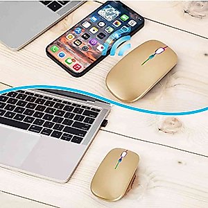 UrbanX 2.4GHz & Bluetooth Mouse, Rechargeable Wireless Mouse for Huawei Mate 40 RS Porsche Design Bluetooth Wireless Mouse for Laptop/PC/Mac/Computer/Tablet/Android RGB LED Gold
