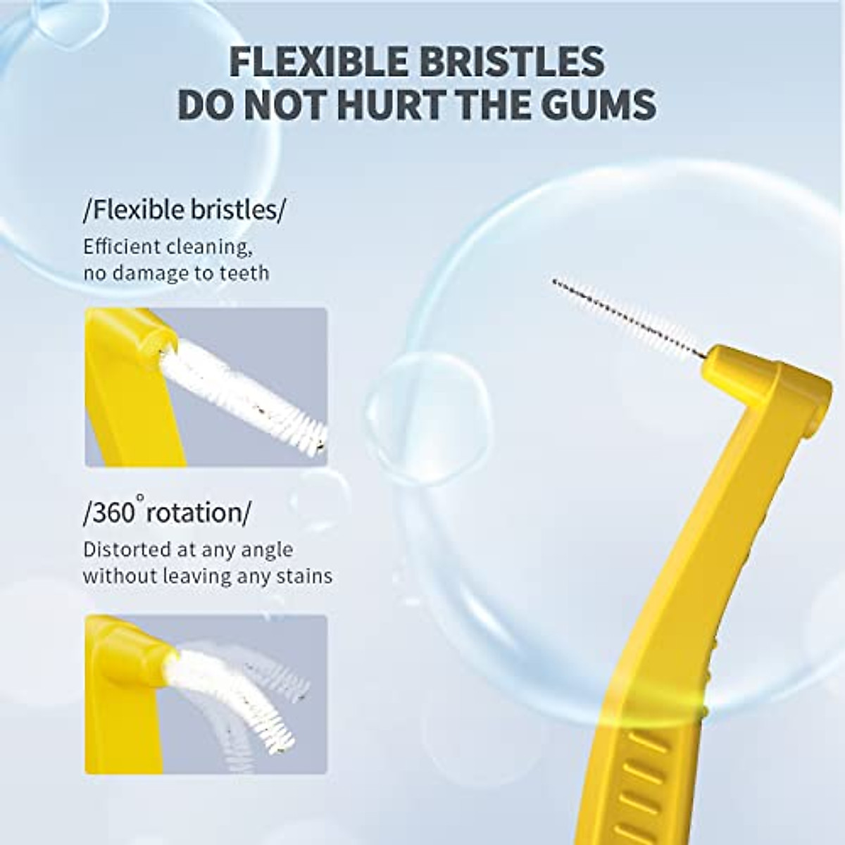 OUMJCING Interdental Brush, Angle Dental Brush Cleaner Toothpick Flossing Head Tooth Cleaning Tool with Portable Case for Tooth Cleaning (Micro Tight Teeth)