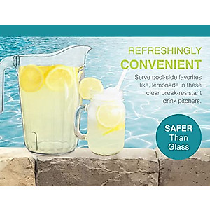 Arrow Home Products Clear Plastic Pitcher, 60 Ounce - 6 Pack Bulk Set for Bars and Restaurants - Space-Saving Stackable Design - Fill with Ice Water, Beer - Made in the USA, BPA Free, Dishwasher Safe