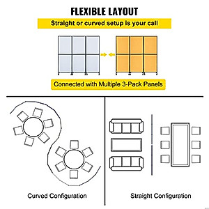 VEVOR Acoustic Room Divider 72" x 66" Office Partition Panel 3 Pack Office Divider Wall Cool Gray Office Dividers Partition Wall Polyester & 45 Steel Cubicle Wall Reduce Noise and Visual Distractions
