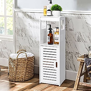 YIGANG Waterproof Bathroom Storage Cabinet,FreeStanding Cabinet Organizer Unit with 1 Door and Shelf for Store Toilet Paper,Shampoo,White