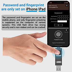 YIGORN 128GB Encrypted USB Drive,Fingerprint Flash Drive,Secure Password Protected U Disk, USB Memory Stick, USB Thumb Drive,Encryption Storage for iPhone/iPad/iPadmini/Mac/PC