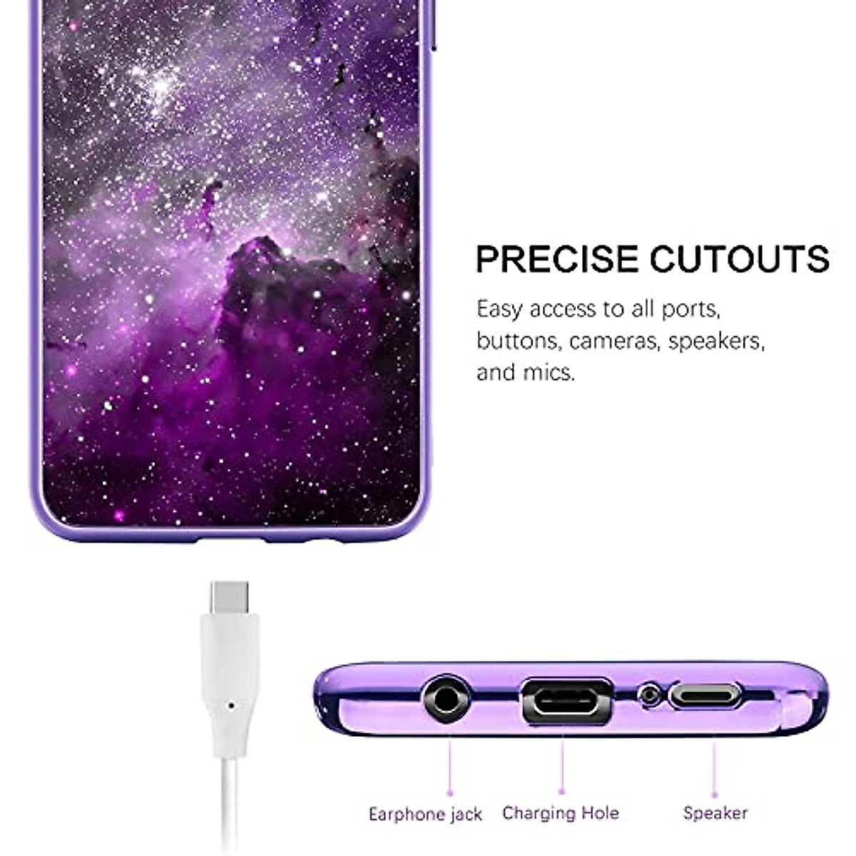 BENTOBEN Compatible Samsung S9 Case, Slim Fit Glow in The Dark Shockproof Hybrid Hard PC Soft TPU Bumper Drop Protective Girls Women Men Phone Cover for Samsung Galaxy S9 5.8", Purple Nebula