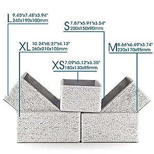 Acrola 5-Pack Decorative Storage Baskets, Stackable, Woven Paper Rope with Fabric Liner (Cream White) ST05001