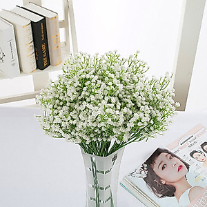 LNHOMY 10 PCS Baby Breath Artificial Flowers Fake Real Touch Gypsophila Plants for Wedding Party Home DIY Garden Decoration, (Cream)