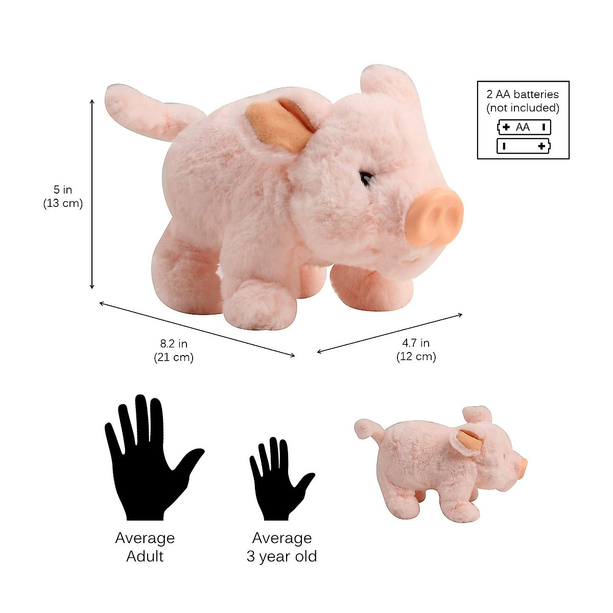 Vokodo Playful Piggy Walks Makes Sounds Wiggles Nose and Wags Tail Interactive Pig Kids Soft Cuddly Electronic Pet Battery Operated Animal Toys Great Gift for Preschool Children Boys Girls Toddlers