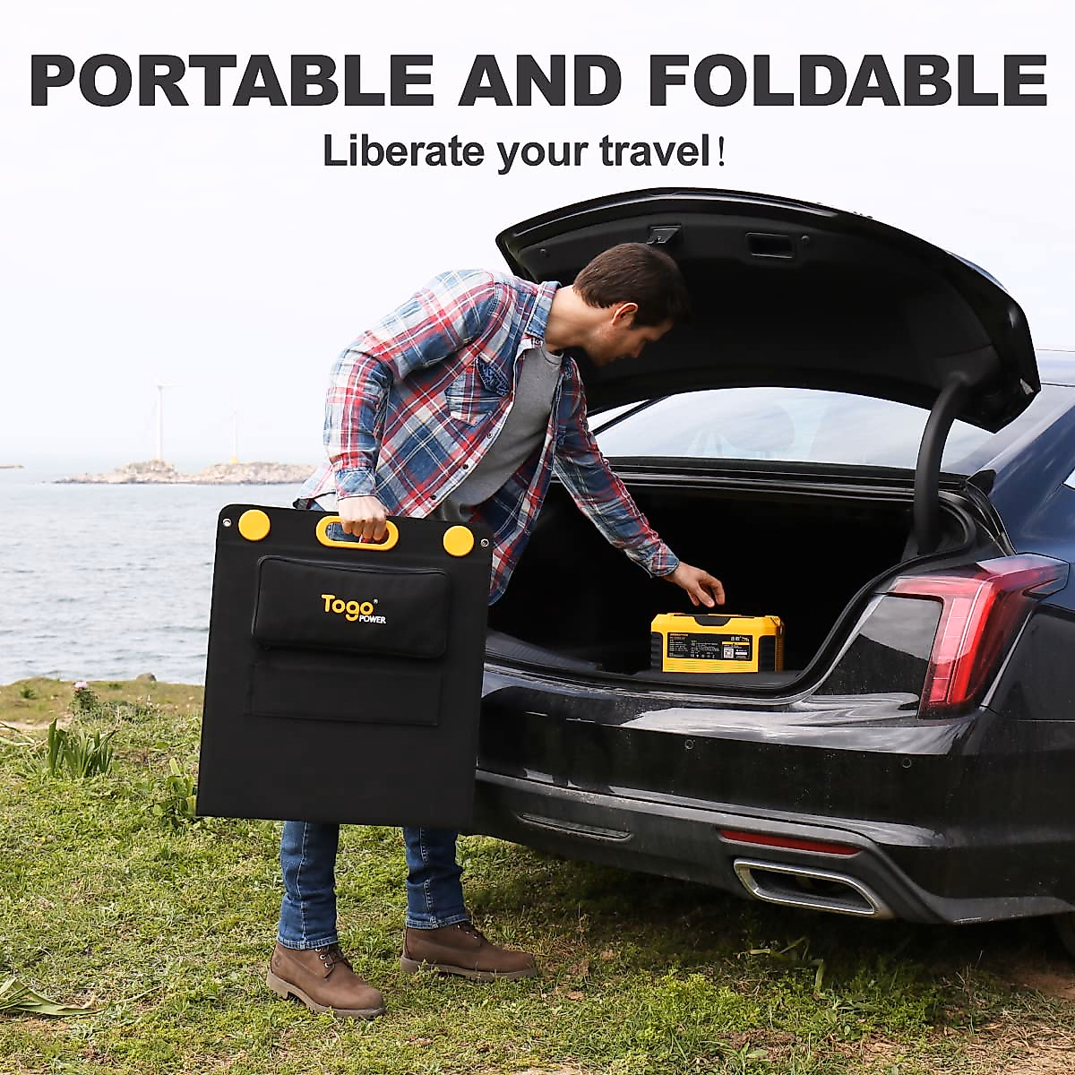 Togo Power 100W Portable Solar Panel for Jackery Explorer 240/300/500/ROCKPALS/Flashfish/Baldr Power Station, Foldable Solar Cell Solar Charger with USB Outputs for RV Laptop iPhone iPad