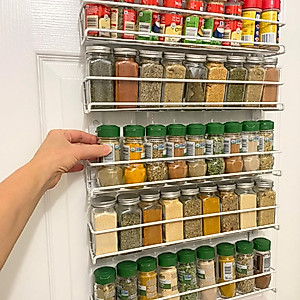 Evelots Over the Door Pantry Spice Rack Organizer -6 Tier -Holds up to 54 Spices- Adjustable Metal Baskets for Kitchen, Bathroom Storage & Organization (White) No Tool Easy Install