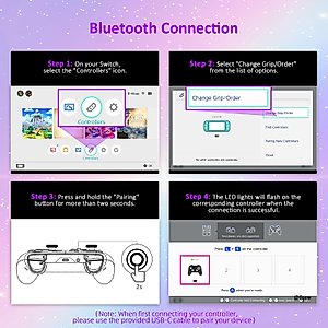 NexiGo Controller (No Deadzone) for Switch/Switch Lite/OLED, Bluetooth Wireless Controllers for Nintendo Switch with Vibration, Motion, Turbo and LED Light, Gift for Gamer Girls Boys (Violet Unicorn)