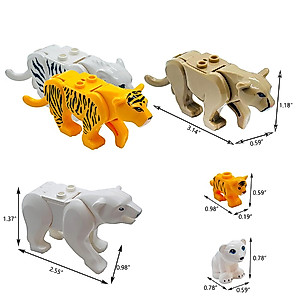 MIUTRUE 12pcs Animals Mini Figures Friends Sets with Baby Building Block Farm Zoo Animals Toy for Boys Girls 6-7-8-9-10-11-12 Kits Tiger Leopard Bear