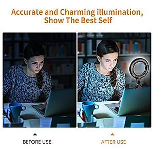 Video Conference Lighting Kit, Ring Light Clip on Laptop Monitor with 5 Dimmable Color & 5 Brightness Level for Webcam Lighting/Zoom Lighting/Remote Working/Self Broadcasting and Live Streaming, etc.