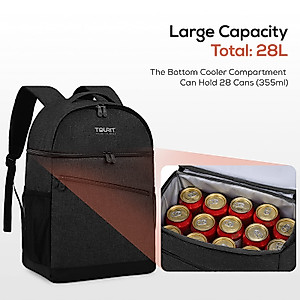 TOURIT Insulated Backpack Cooler Leak-Proof Backpack Lunch Box 28 Cans Double Deck Cooler Backpack