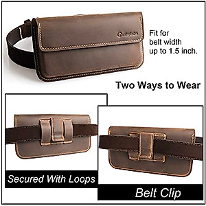 Gentlestache X-Large Leather Phone Holster for iPhone 14 Pro Max, Horizontal Cell Phone Case for Galaxy S23 Ultra S23 Plus, Phone Belt Holder with Belt Clip for Phone with Protective Case