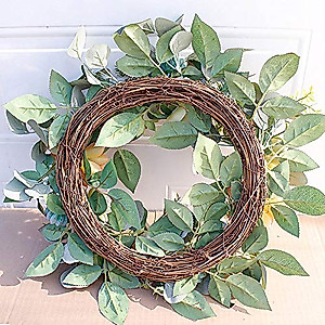 Asdomo Artificial Succulent Wreath Fake Leaves Wreath Succulent Plants Hanging Wall Window Party Decoration for Front Door Outdoor Indoor Garden Office Wedding Decor