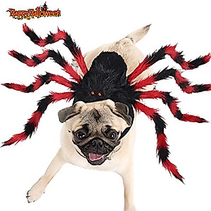 Yoochee Halloween Dog Spider Costumes - Pet Costume Spider Halloween Pet Cosplay Dog Cat Costumes Apparel for Medium Small Dogs Cats (Medium, Red & Black)