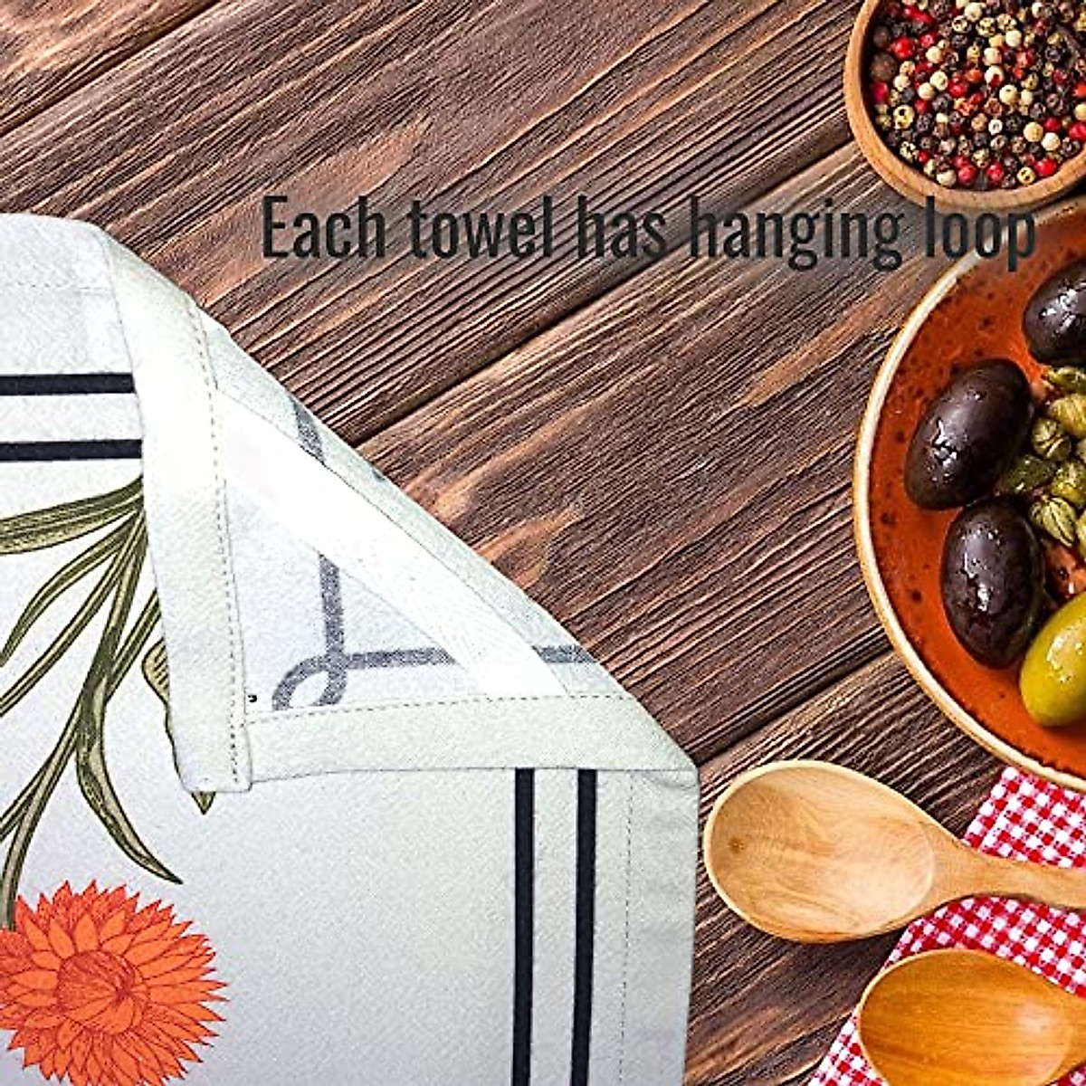 Shes Chic Rooster Chicken Kitchen Towels - 100% Cotton Farmhouse Set of 2 Multi-Purpose Feedsack Dish Towel for Drying | Tea Towels | Bar Towels 26 Inch by 18 Inch with Hanging Loop