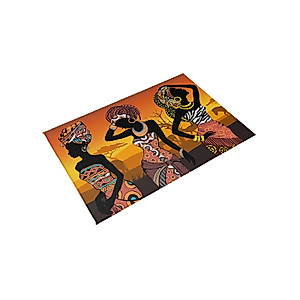 Bohemia African Women Outdoor Rugs for 4'x6' Patios Clearance, RV Camping Mat Rug Portable Outside Rug Indoor Outdoor Area Rug Mat for Beach Deck Pool Native American Indian Ethnic Tribal Boho