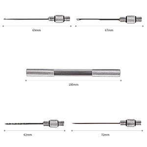 sknsalfew Carp Fishing Rigging Bait Needle Tool Set, 5-in-1 Carp Fishing Tackle Kit, Bait Boilie Drill Stringer Needle with Nonslip Aluminum Alloy Handle