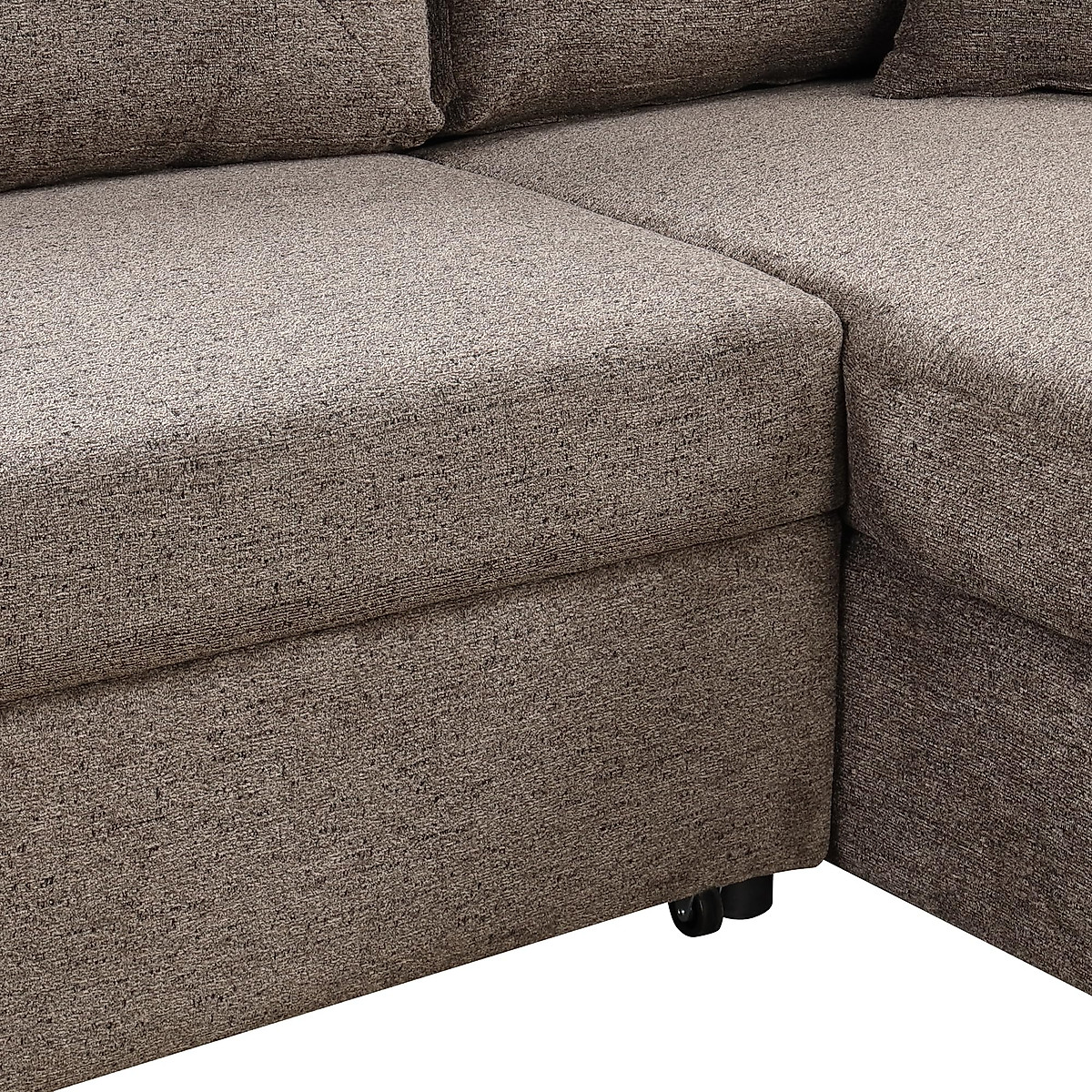 LUMISOL Reversible L-Shape Sectional Sofa with Side Shelf and 2 Stools, Pull-Out Sleeper Sofa Bed with Storage Chaise Left/Right Hande for Living Room Apartment, Knox Charcoal