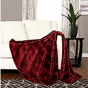 Life Comfort Luxe Velvet Throw Ivory 60x70in 100% Polyester Red