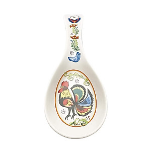 E.H.G - Decorative Ceramic Rooster Artwork Spoon Rest for Stove Top - Kitchen Essentials, Utensil Holder - Ceramic Spoon Rest - Dimensions (LxWxH): 1 X 3.5 X 10 Inches.