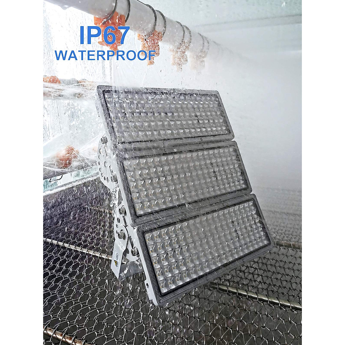 Kekeou Stadium Lights LED Flood Lights Outdoor 300W 33000LM 6500K Flood Lights Outdoor IP67 Waterproof 300 Watt Exterior Flood Lights with 3 Adjustable Heads for Yard